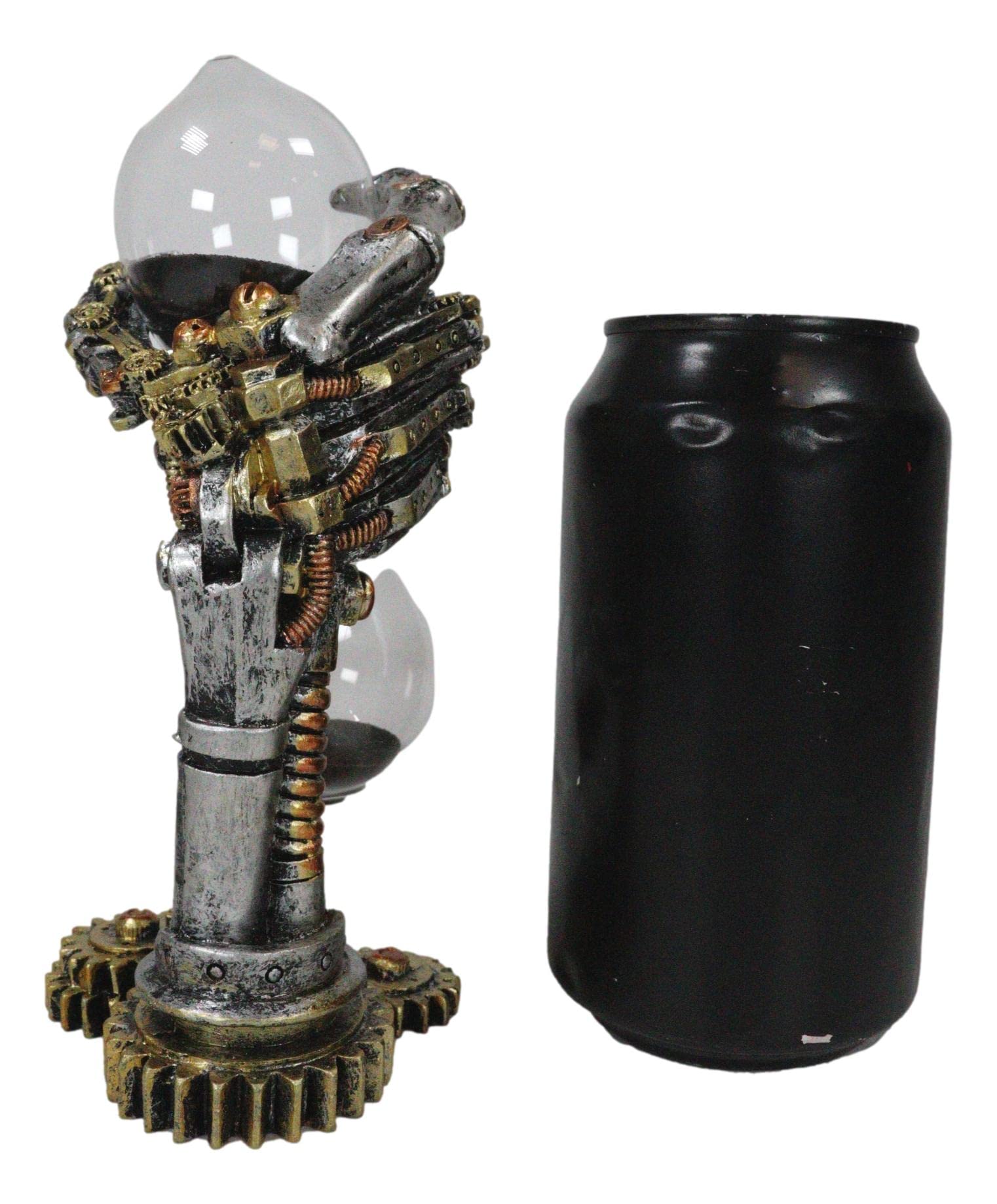 Ebros Gift Chronos Eternity Time Warp Machine Steampunk Robotic Cyborg Hand Gearwork Clockwork Sand Timer with Black Sands Figurine Victorian Industrial Sci Fi Sandtimer Accent Decor