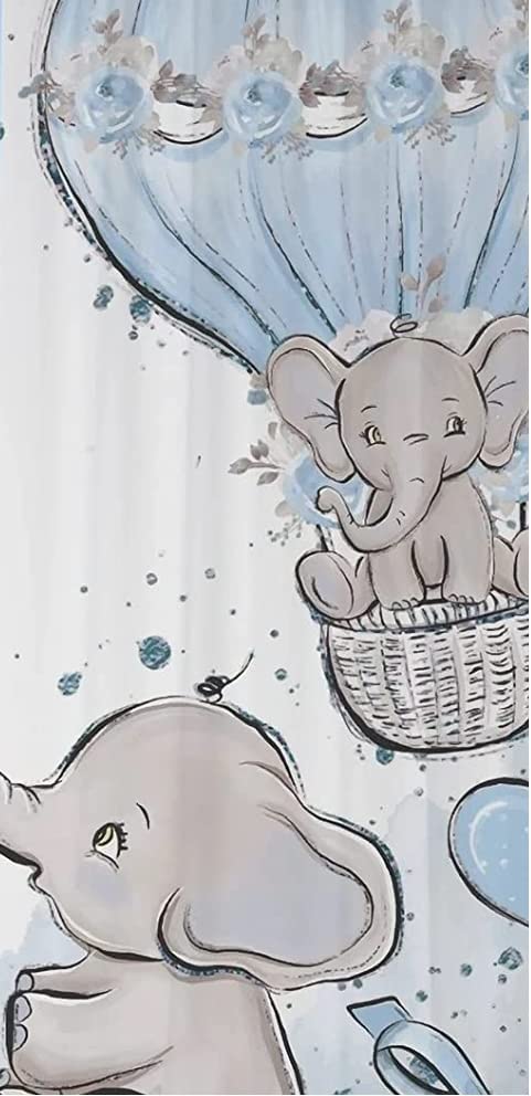 Cute Elephants and Balloons Baby Boy Room Curtains Nursery Curtains Window Curtains (Pair of - 28" x 84")
