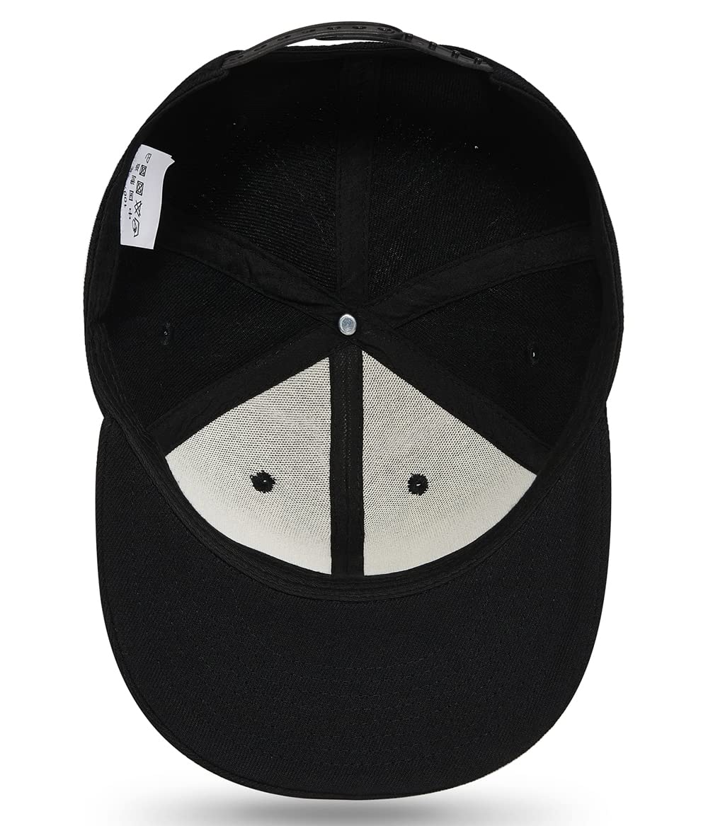 Quanhaigou Men's Black Snapback,Big Teeth Adjustable Baseball Hat 3D Embroidery Cartoon Caps