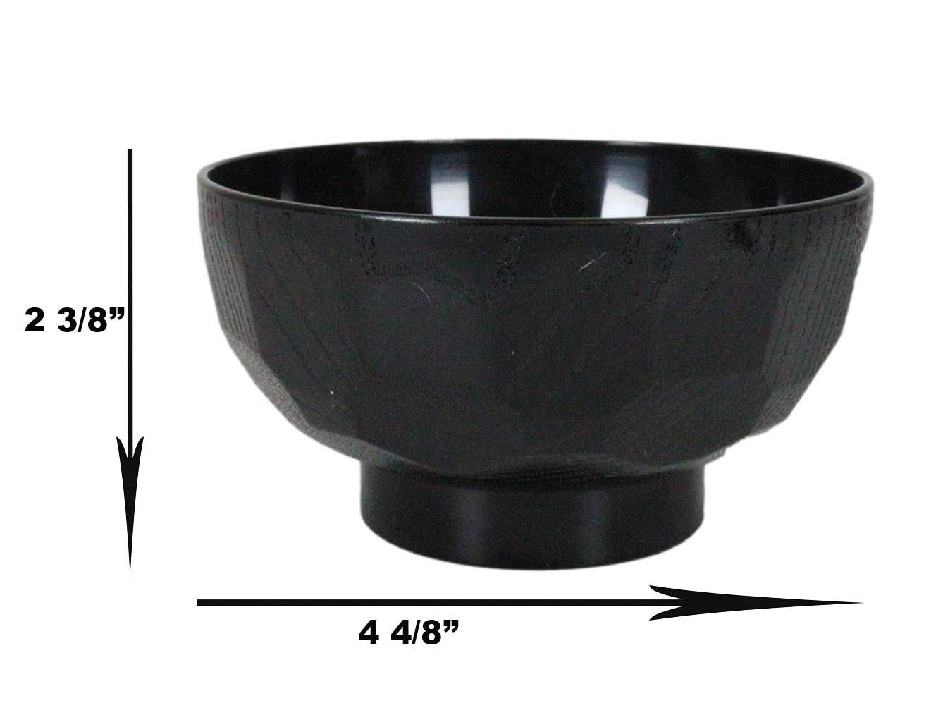 Ebros Gift Japanese Contemporary Black Lacquer Ridged Bowls For Rice Miso Appetizer Soup 4.5" Diameter Made In Japan Decorative Bowl Set of 10 Lacquered Serveware For Restaurants Home Kitchen Gifts