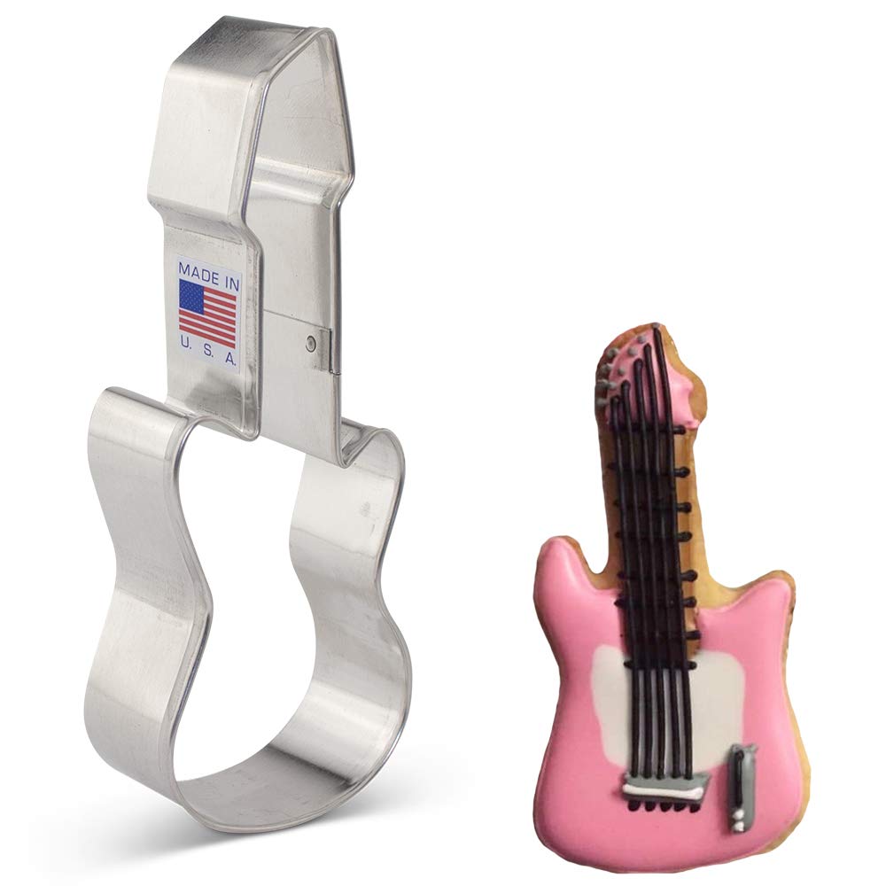 Electric Guitar Rock 'n Roll Cookie Cutter, 5.25" Made in USA by Ann Clark