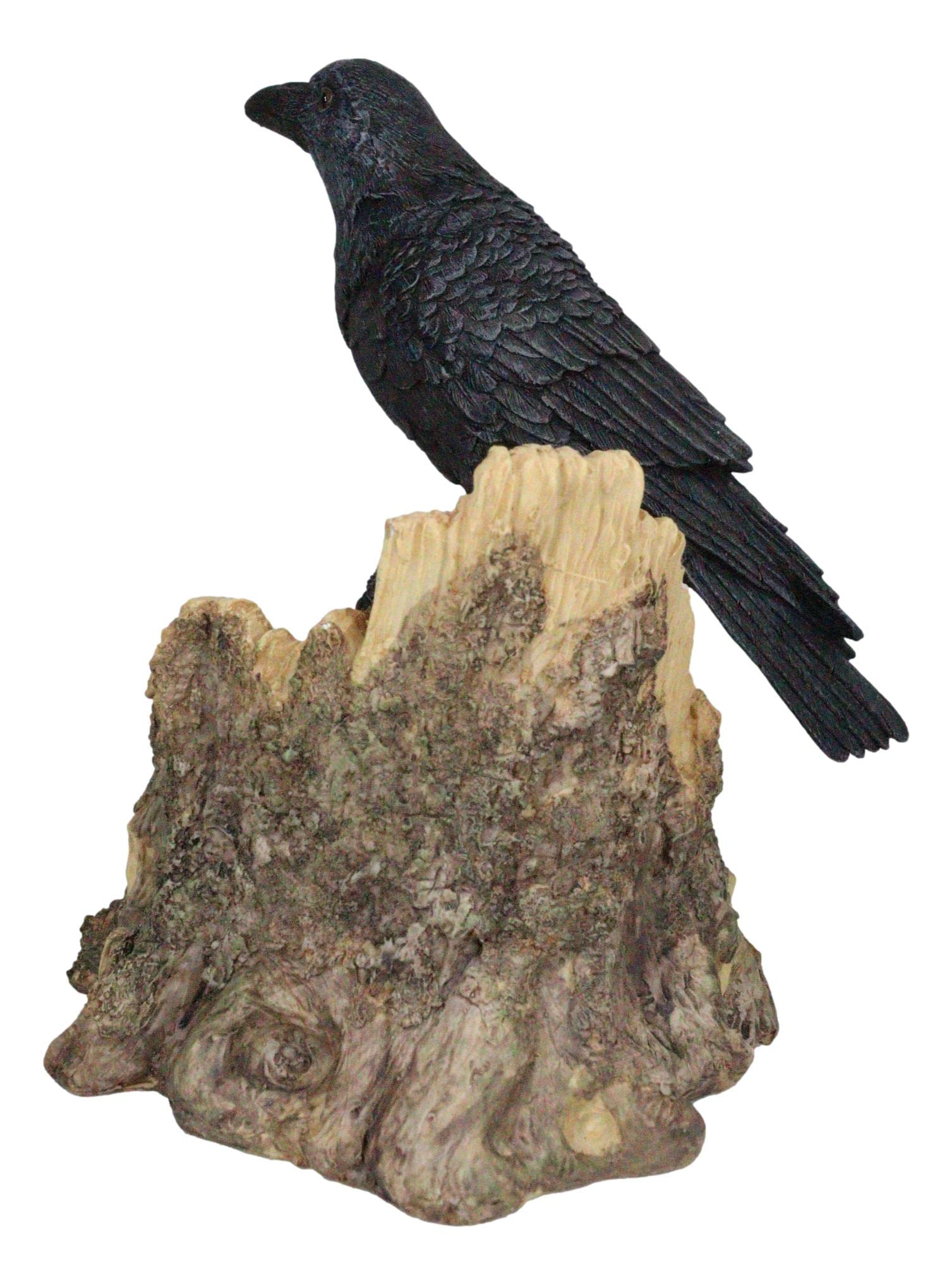 Ebros Gift Macabre Potion Raven Crow Perching On Tree Stump Wine Bottle Holder Figurine Mystical Halloween Kitchen Home Decor Statue Gothic Ravens Crows Edgar Poe Quoth The Raven Nevermore