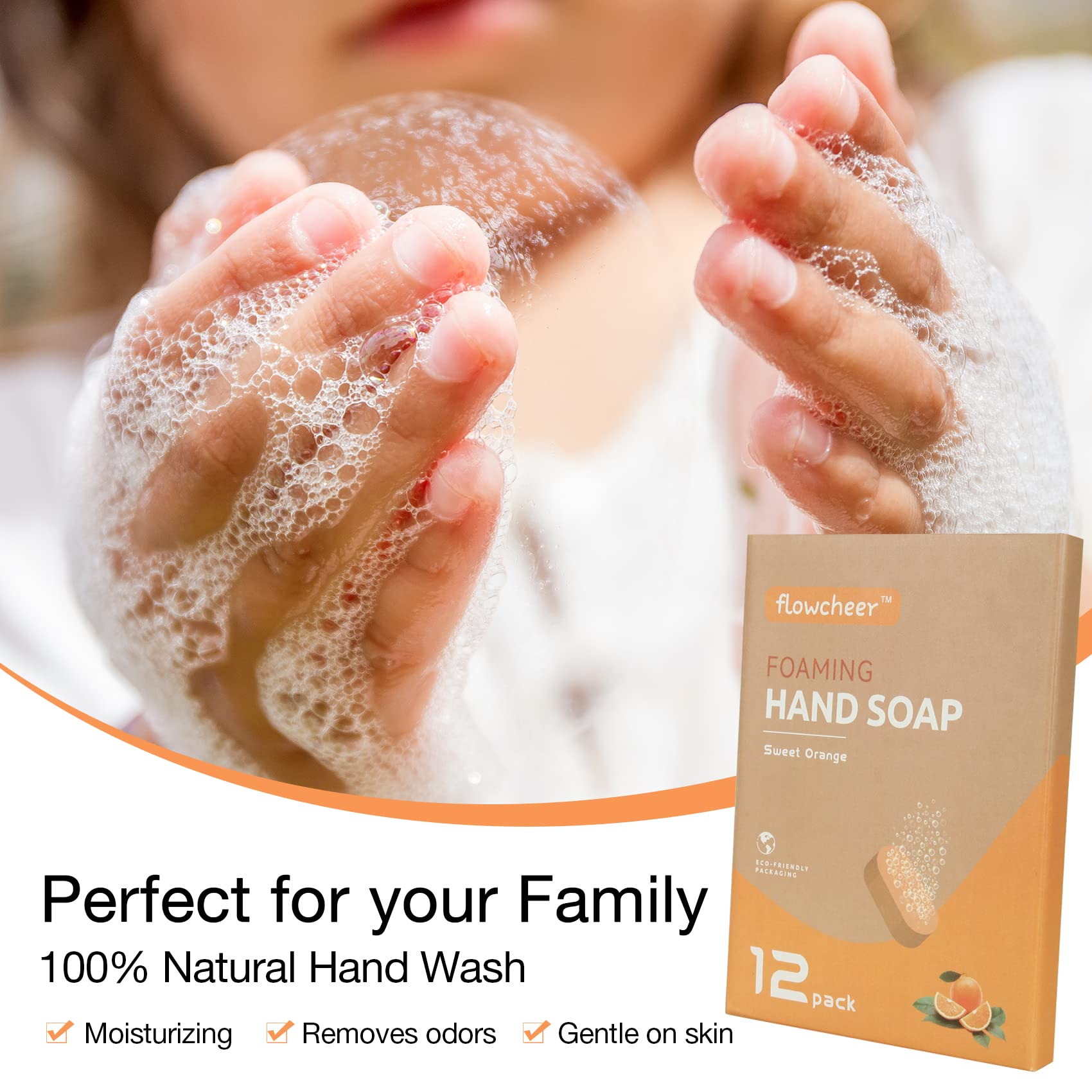 Foaming Hand Soap Tablet Refills-12 pack Makes 96 fl oz (12 x 8 fl oz Bottles)-Orange Fragrance Soap Refills Tablets for Using With Foaming Hand Soap Dispenser(Not Included) Only
