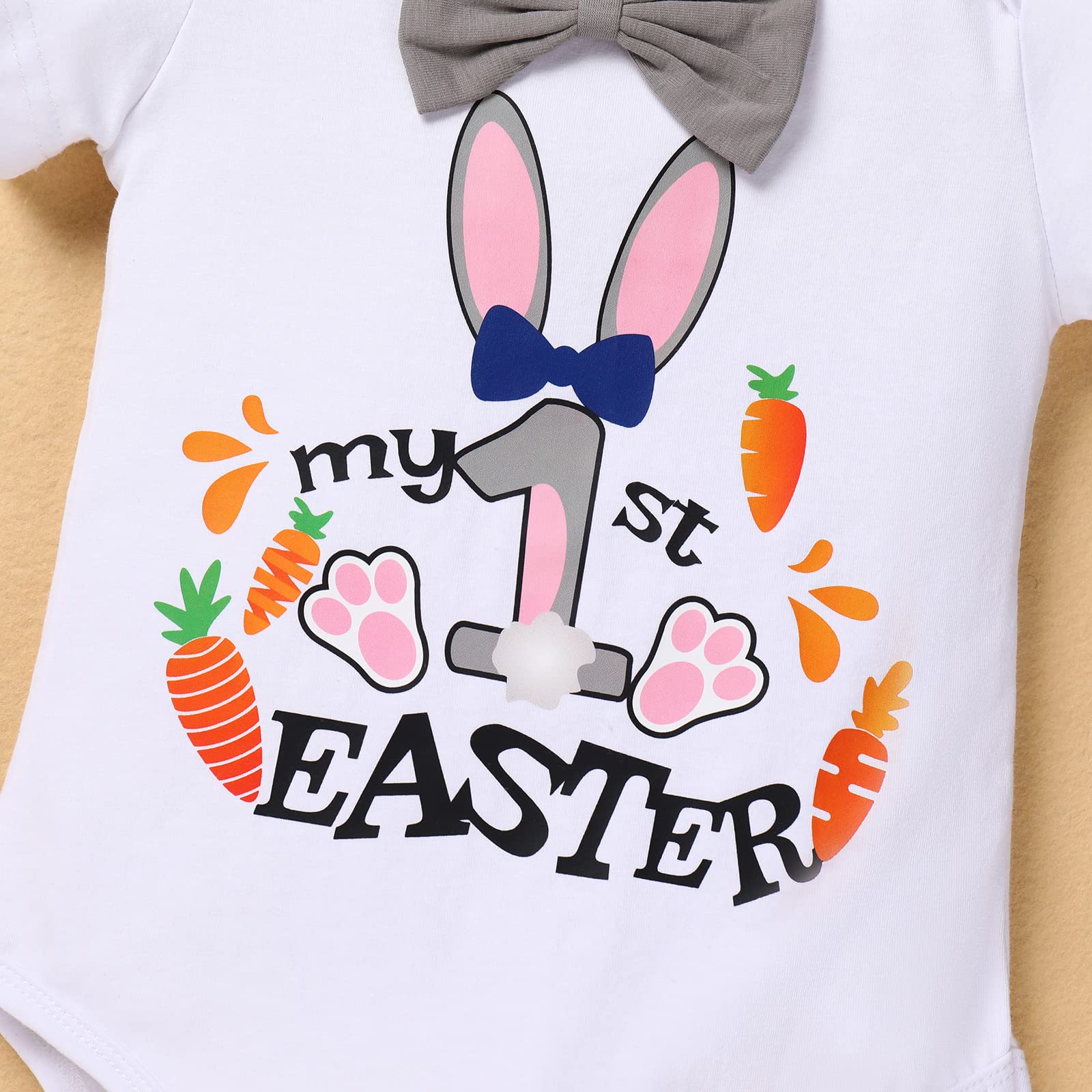 Easter Clothes for Boys, Easter Dressy, Easter Baby Clothes Easter for Toddlers Clothes Set Infant Bunny Romper Bodysuit Top Rabbit Pants Set with Suspenders Bunny - my 1st easter 9-12 Months