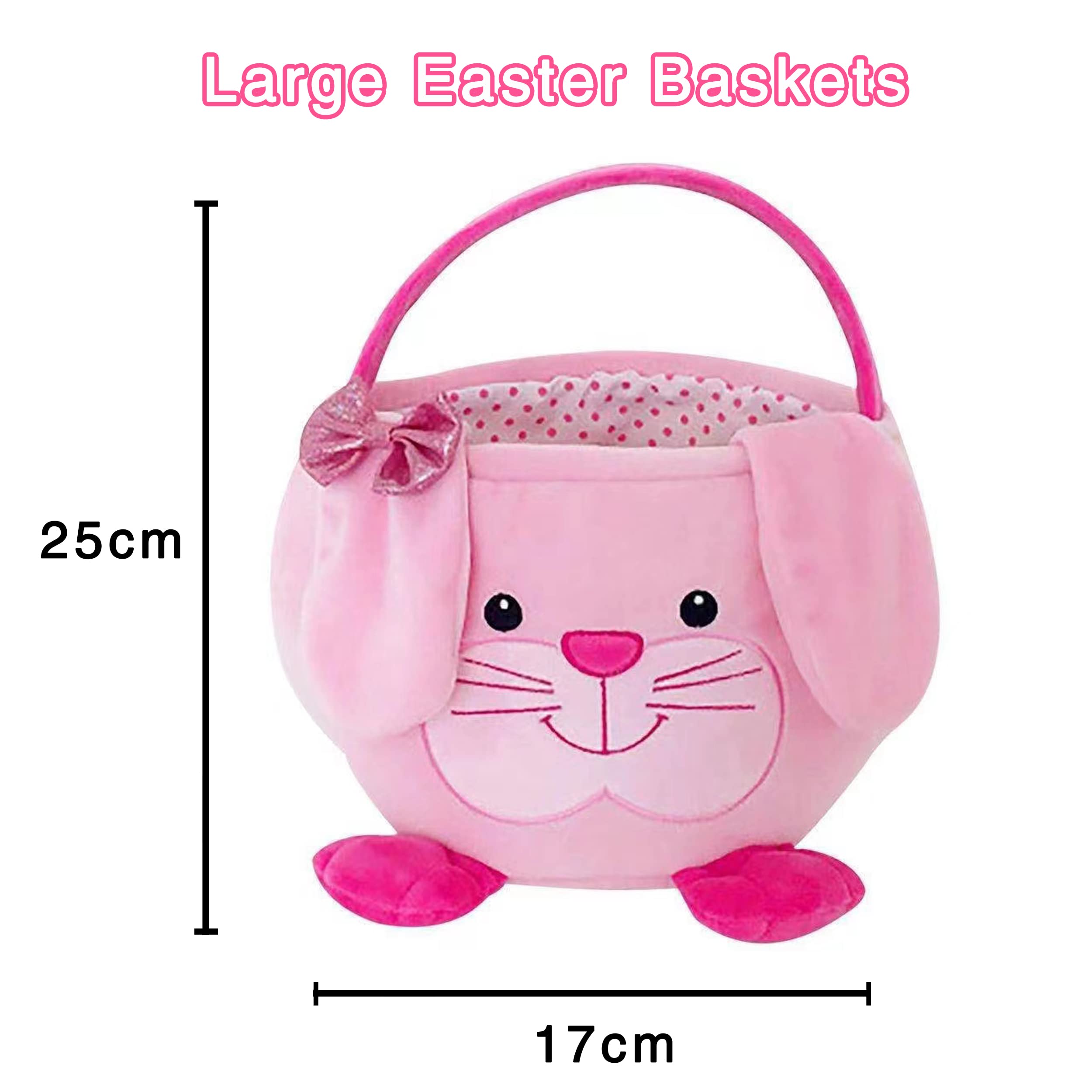 Easter Eggs Basket - 3D Cute Plush Empty Bucket with Foldable Ears - Perfect for Girls & Boys Easter Egg Hunts - Easter Baskets for Kids (Blue)