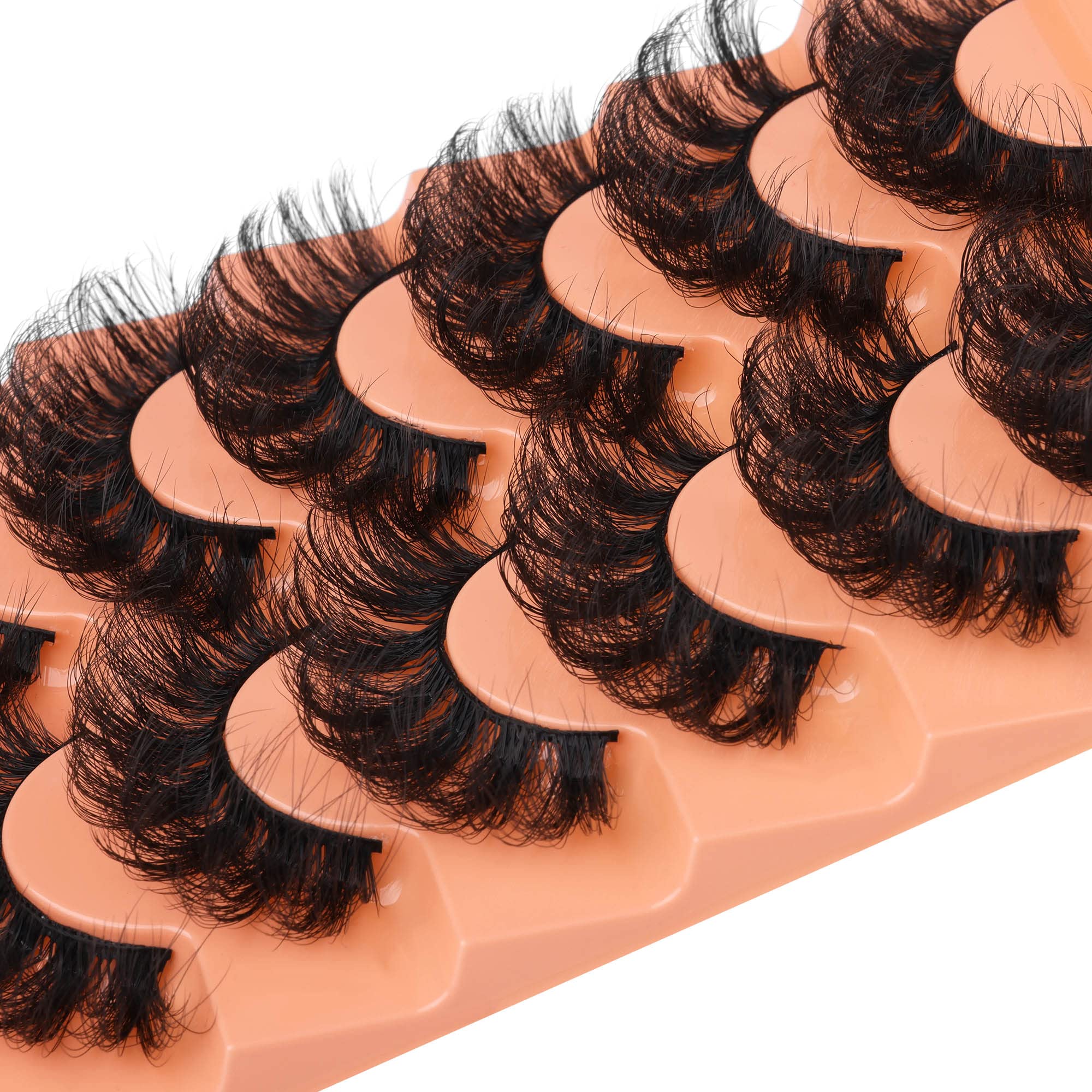 Dramatic False Eyelashes Fluffy Mink Lashes that Look Like Extensions Volume Wispy Eye Lashes Pack Long Thick D Curl Strip Fake Eyelashes 6 Pairs
