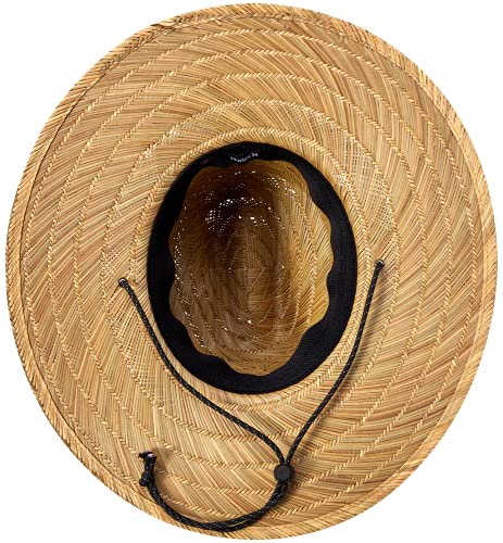 Hurley Men's Straw Hat - Weekender Medium Brim Natural Straw Sun Hat with Chin Strap, Khaki