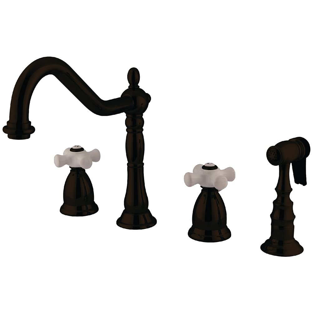 Kingston Brass KS1795PXBS Heritage Widespread Kitchen Faucet, Oil Rubbed Bronze, 12.38 x 8.56 x 2
