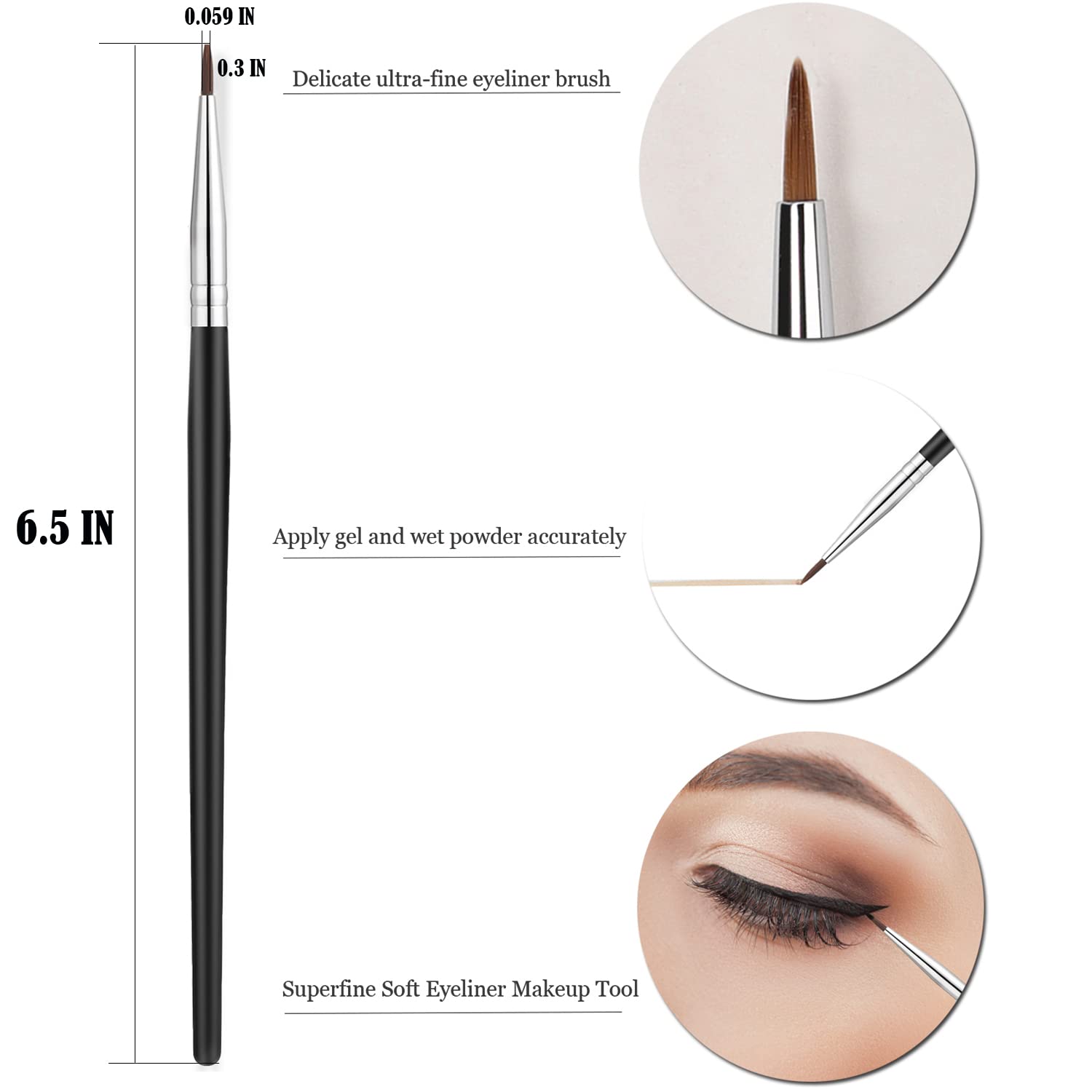 Eyeliner Brushes Set,JASSINS Fine Angled Eyeliner Brushes,Precision Gel Eye Liner Ultra Fine Bent Makeup Brush For Newbies and salon(3PCS)