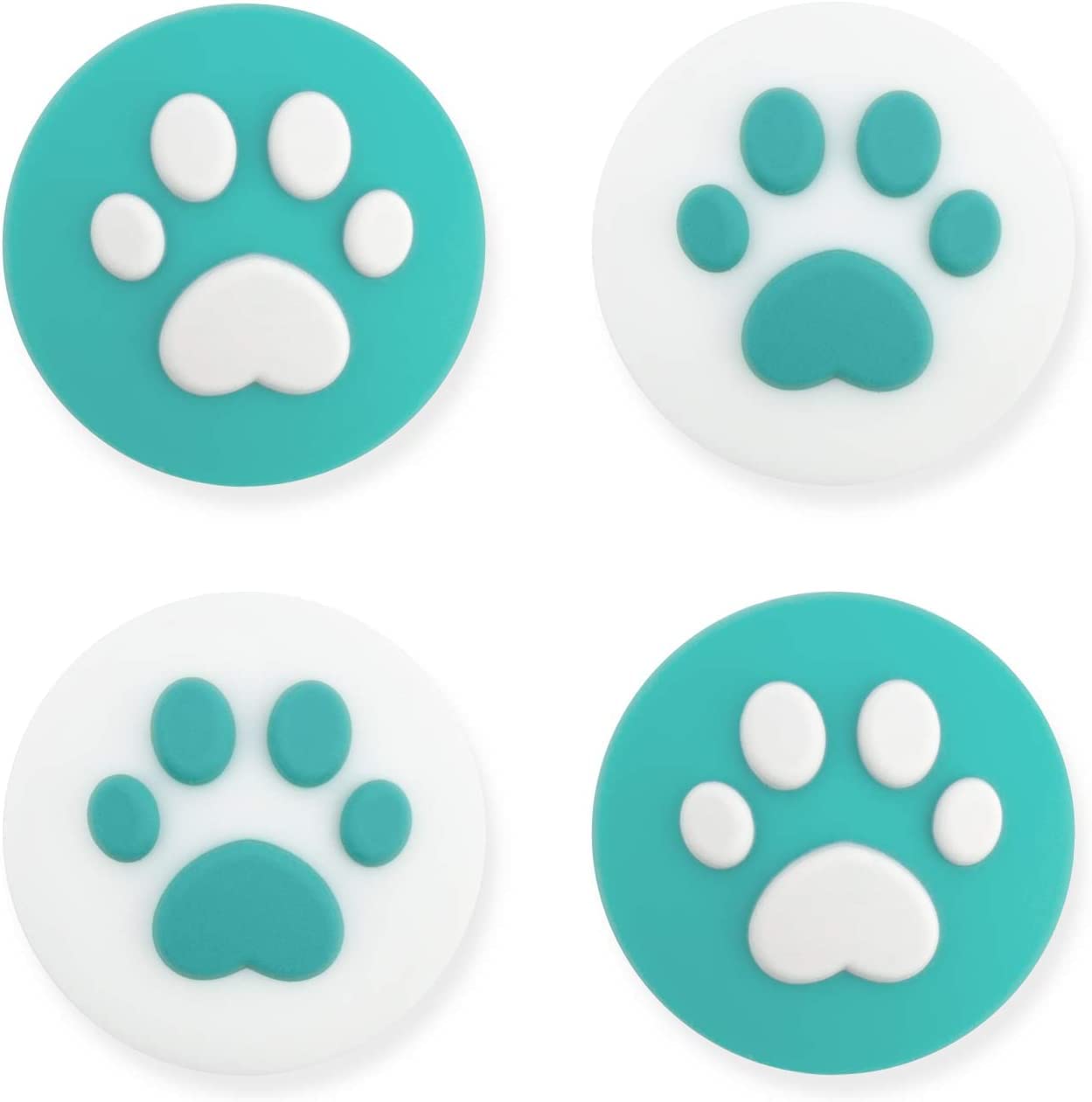 Cute Joycon Thumb Grip Caps for Nintendo Switch/OLED/Lite Console, Cute Cat Paw Shape Kawaii Silicone Joystick Cover Replacement Thumb Grip Covers for Joycon Switch Controller - Green, 4PCS