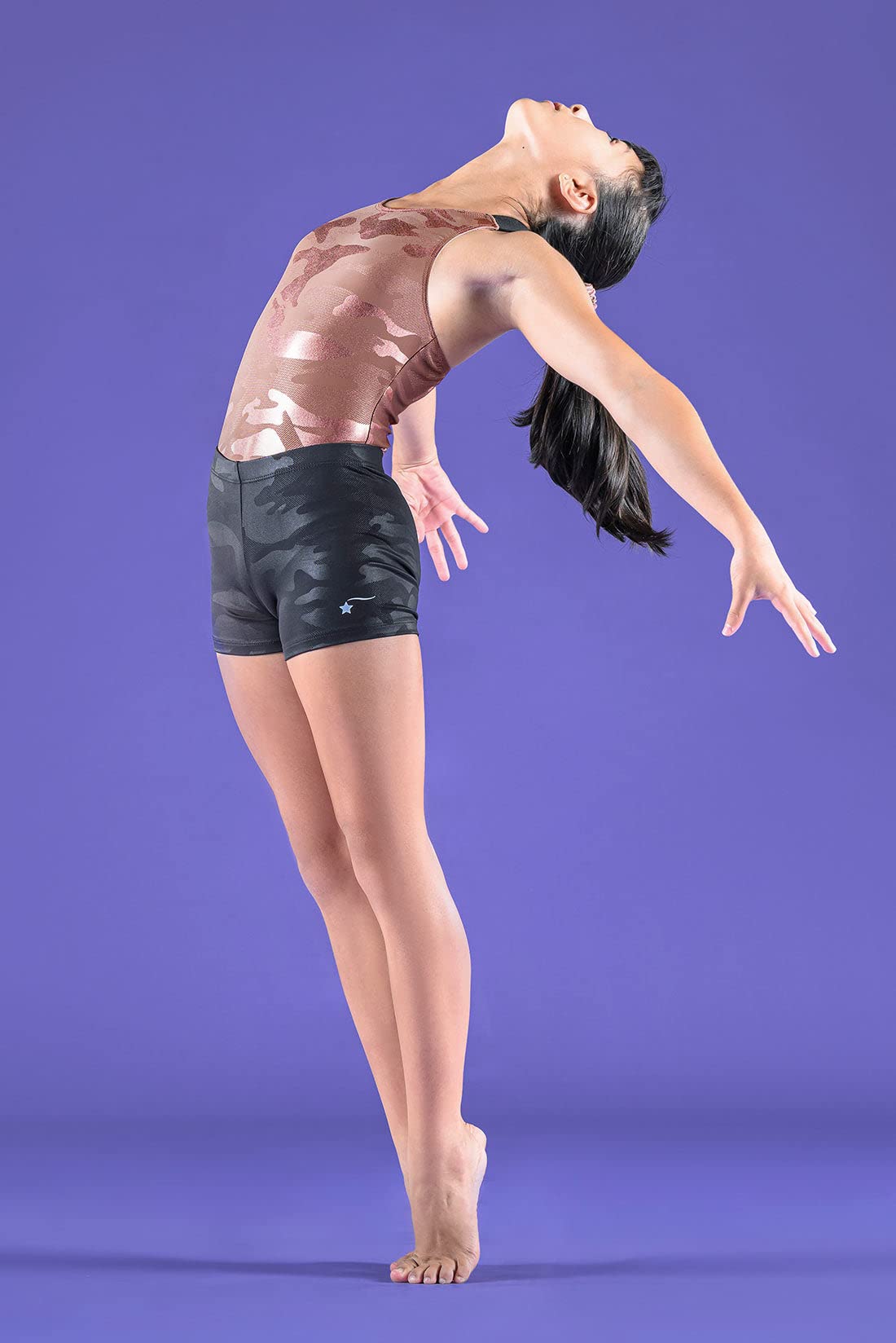 Destira Women's Gymnastic Compression Athletic Sport Short, Camo - Ideal for Gymnastics, Practices, Dance, Cheer, Tumbling, and More, Adult Medium