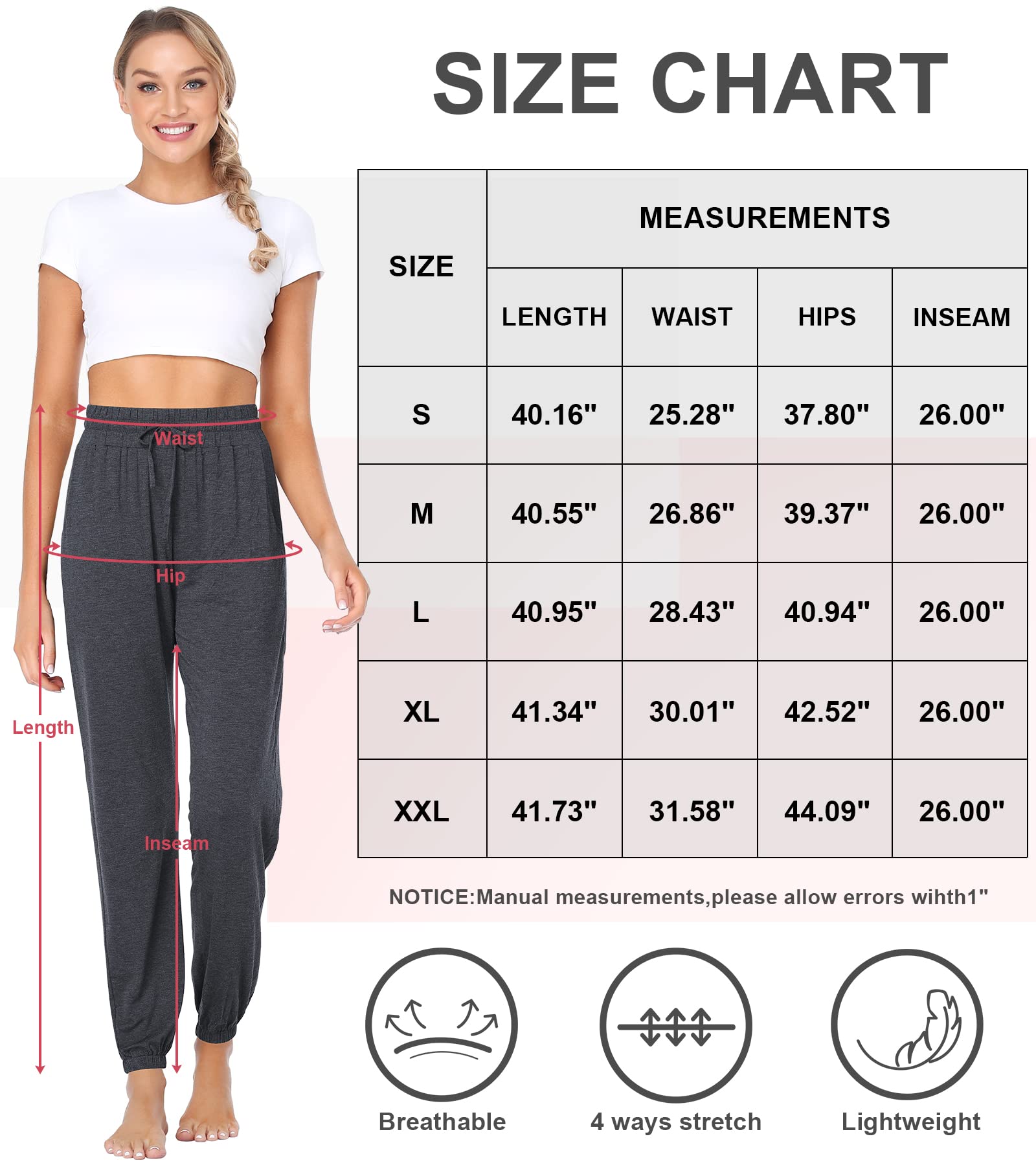 CULAYII Plus Size Womens Yoga Sweatpants Loose Stretch Drawstring Comfy Lounge Pants Workout Joggers Pants with Pockets Grey XXL