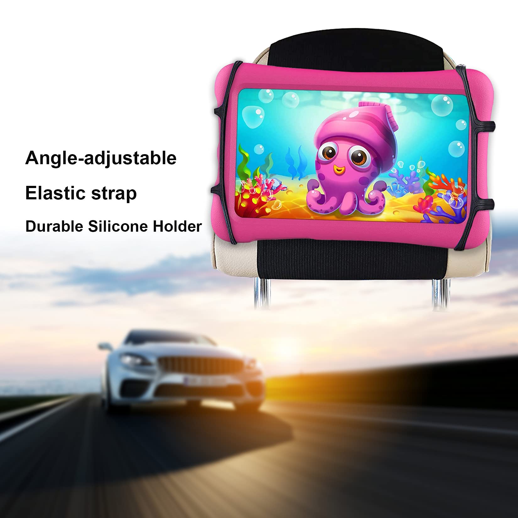 Car Headrest Tablet Holder, Tablet Holder for Car Back Seat with 360° Rotation, Compatible with 7-10.5 inches Tablet, iPad, Nintendo Switch