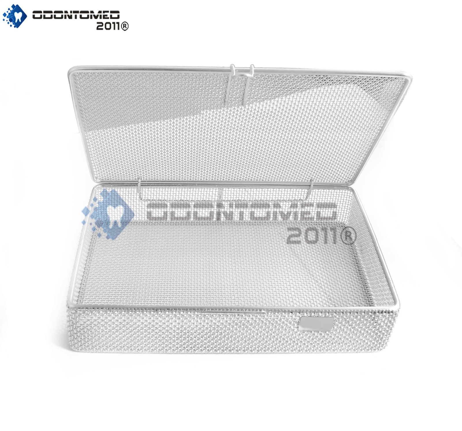 OdontoMed2011 Instrument Tray and Mesh Perforated Baskets Sterilization Tray 9" X 6.25" X 1.5" with Lid Stainless Steel, OD2011-DN-313