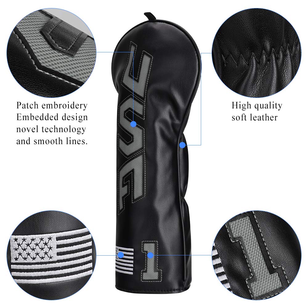 Craftsman Golf USA Flag Style Patriots Black Golf Club Driver Headcover Cover (Driver Cover 1pc)