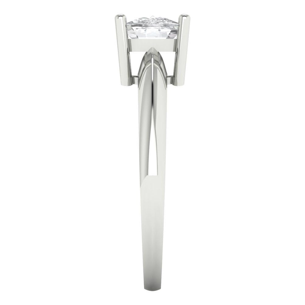 Clara Pucci 1.50 ct Cushion Cut Solitaire Genuine Moissanite Wedding Bridal Designer Anniversary Engagement Ring in 14k White Gold