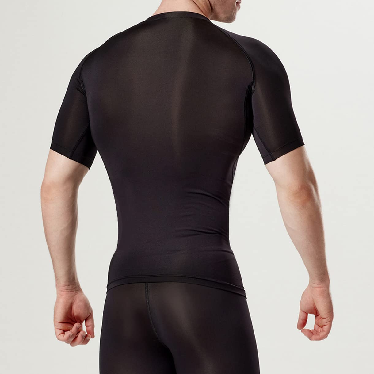 dfen 3pack Mens New Quick Dry Compression Under Base Layer Jersey Fit Cool Gear Top Round Neck Short Sleeve Shirt BBGNNN_M