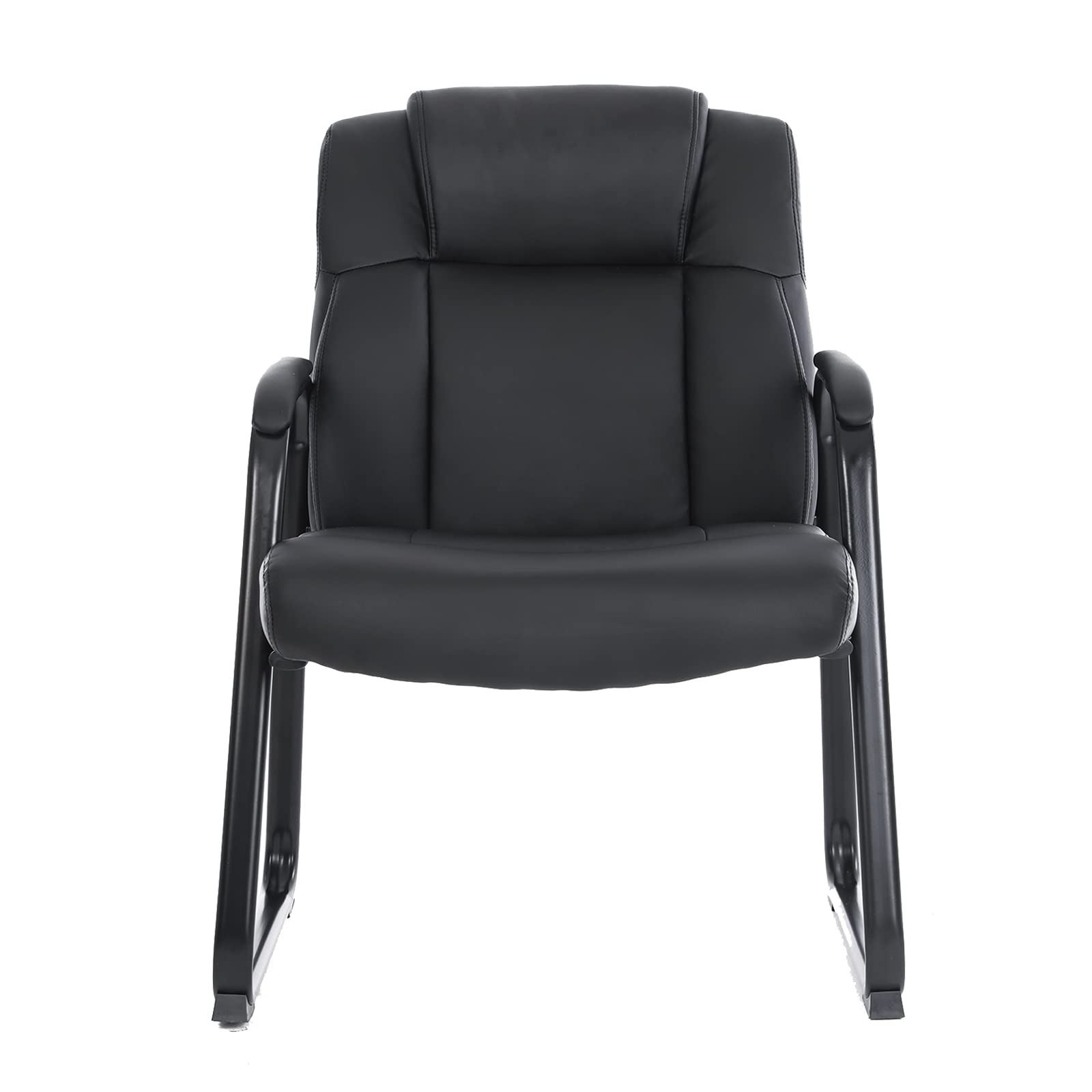 CLATINA Big & Tall 400 lb. Guest Chair, Leather Reception Chairs with Sled Base and Padded Arm Rest for Waiting Room Office Home and Meeting Conference-Black