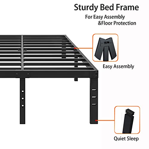 Joceret 14 Full Size Metal Platform Bed Frame,Fundation,Sturdy,Load-Bearing Capacity,Non Noise,Easy Assembly,Storage Space Underbed,Kids,Adults,Bedroom,Guest Room,Black