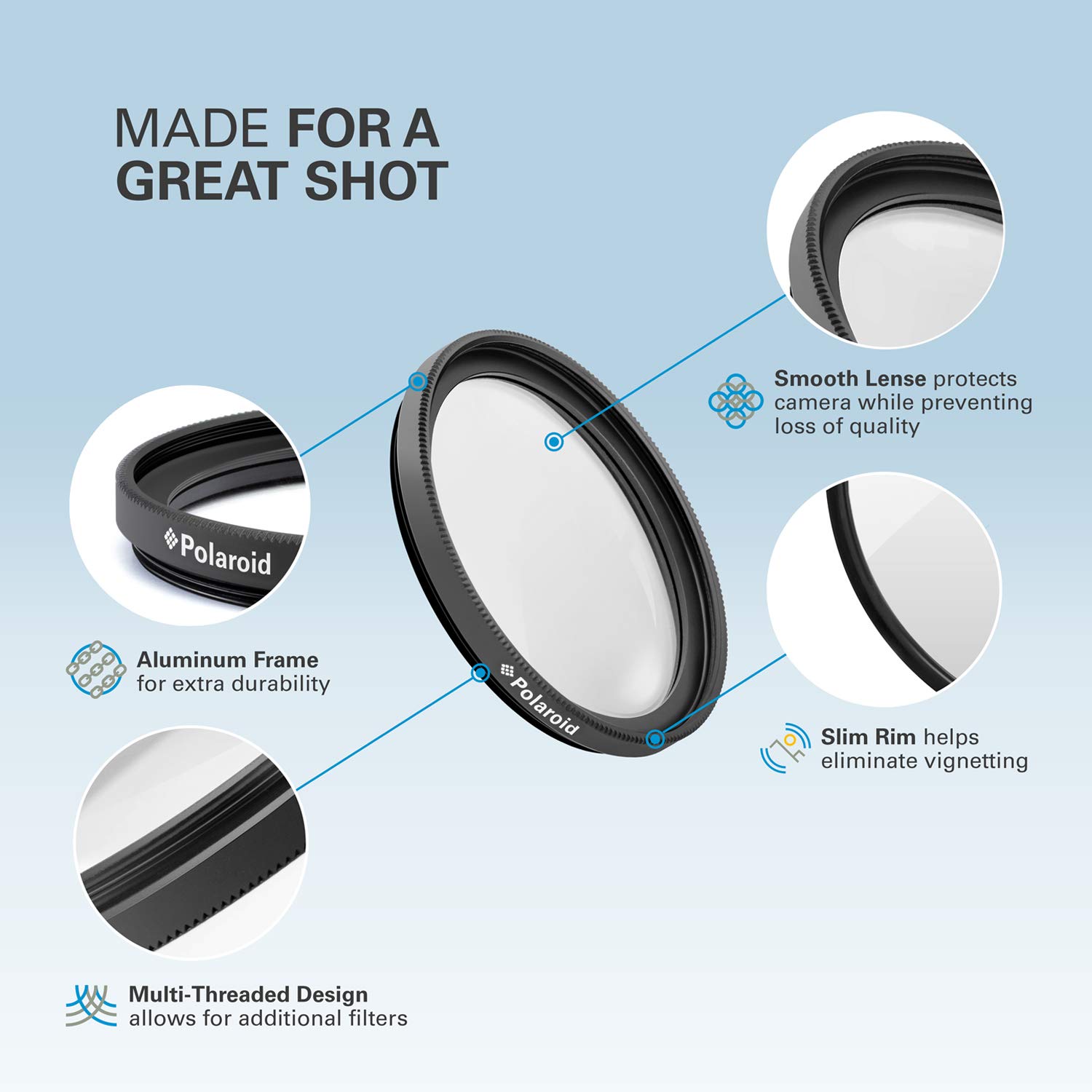 Polaroid Optics 46mm 3-Piece Filter Kit Set [UV,CPL,FLD] includes Nylon Carry Case – Compatible w/ All Popular Camera Lens Models