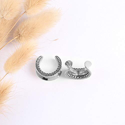 Casvort 2 PCS 8mm (0g) 316 Stainless Steel Vintage Saddle Plugs Ear Gauges Tunnels Piercing Stretchers Saddle Hangers for Weight