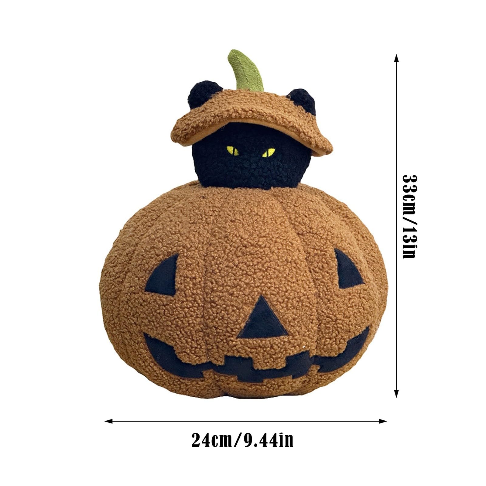 Halloween Black Cat Pumpkin Toy Pillow Holiday Pillow Halloween Pumpkin Plush Toy, Cute Cat Hides in Pumpkin Pillow,Cat Pumpkin Peeping Plush Pillow Home Decoration