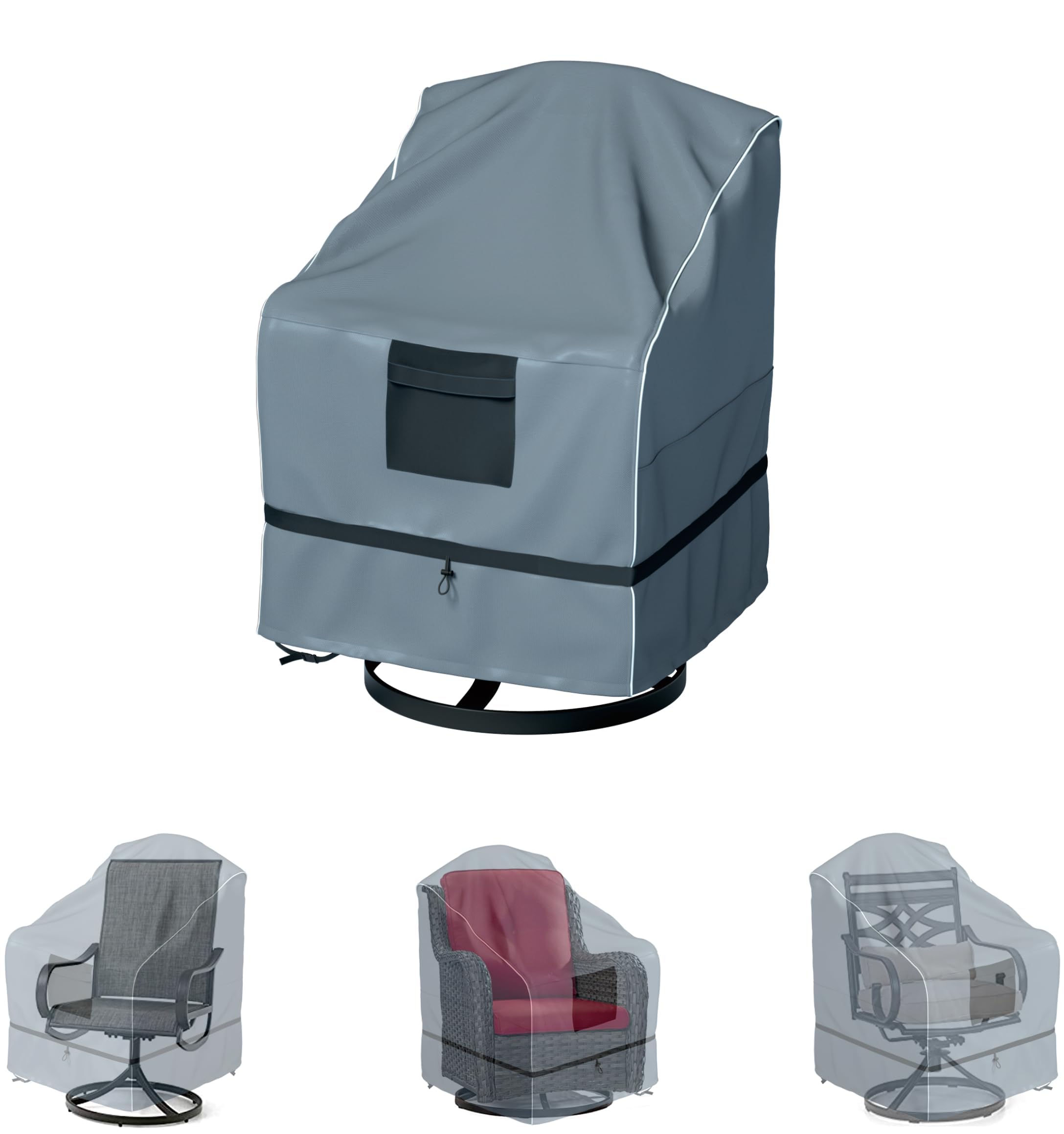 GimaiOurun Outdoor Swivel Lounge Chair Cover 4 Pack, Waterproof Heavy Duty Outdoor Chair Cover, Outdoor Lawn Patio Furniture Rocking Chair Cover, (29 W x 31 D x 38.5 H inches), Gray
