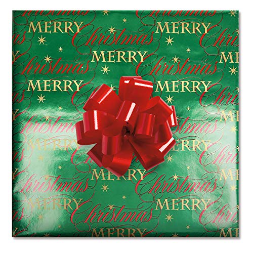 Current Merry Christmas Wishes Foil Rolled Wrapping Paper - Premium Jumbo 23-Inch x 20-Foot Christmas Gift Wrap Roll, 38 Square Feet Total