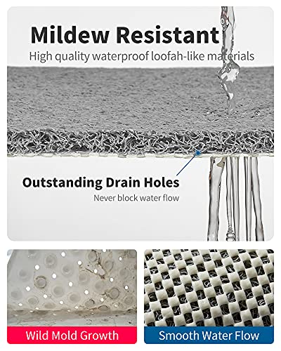 Non Slip Shower Mat, Comfortable Bath mat for Textured Surface,Quick Drying Easy Cleaning Shower Floor Mat for Wet Area,Without Suction Cups Grey 24 x 24