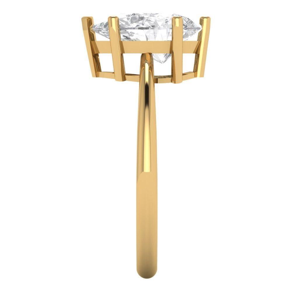 Clara Pucci 14k Yellow Gold 2.47cttw Pear Cut Solitaire Moissanite Designer 6-Prong art deco Anniversary Ring Statement Bridal Wedding