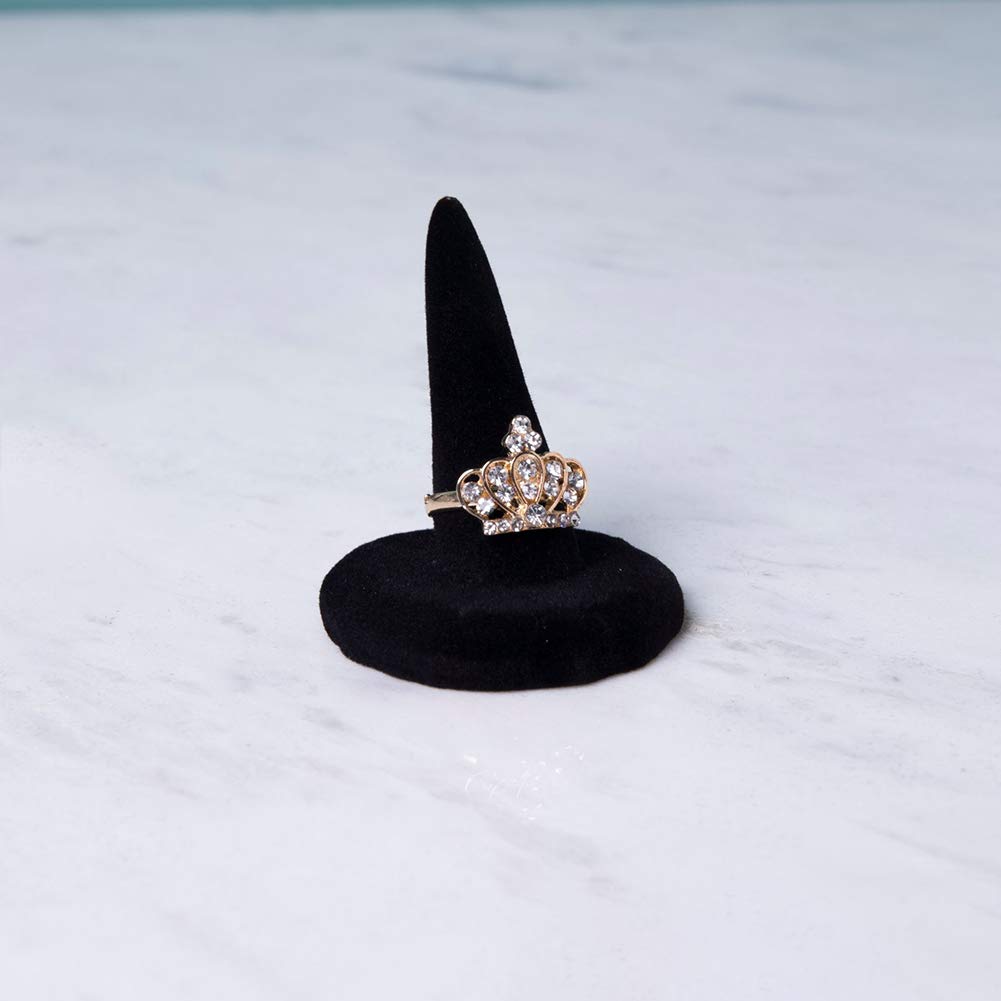 ccHuDE 4 Pcs Black Velvet Finger Ring Display Stand Cone Ring Holder Rack Jewelry Holder Showcase