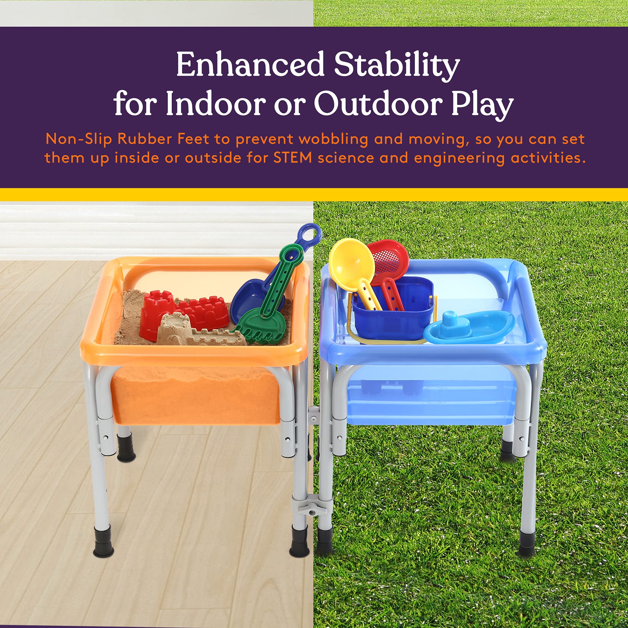 Special Supplies Sensory Activity Table for Kids and Toddlers with 2 Plastic Buckets, Easy Build Frame, and 7 Beach Toys for Interactive, Hands-On Learning Water, Sand, and STEM Play