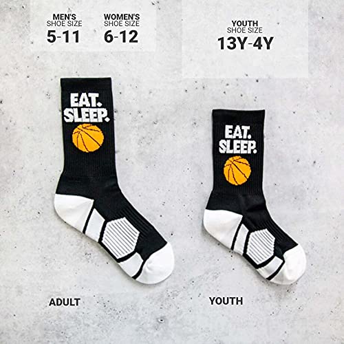 ChalkTalkSPORTS Basketball Adult Athletic Mid-Calf Woven Socks | Eat Sleep Basketball | Black