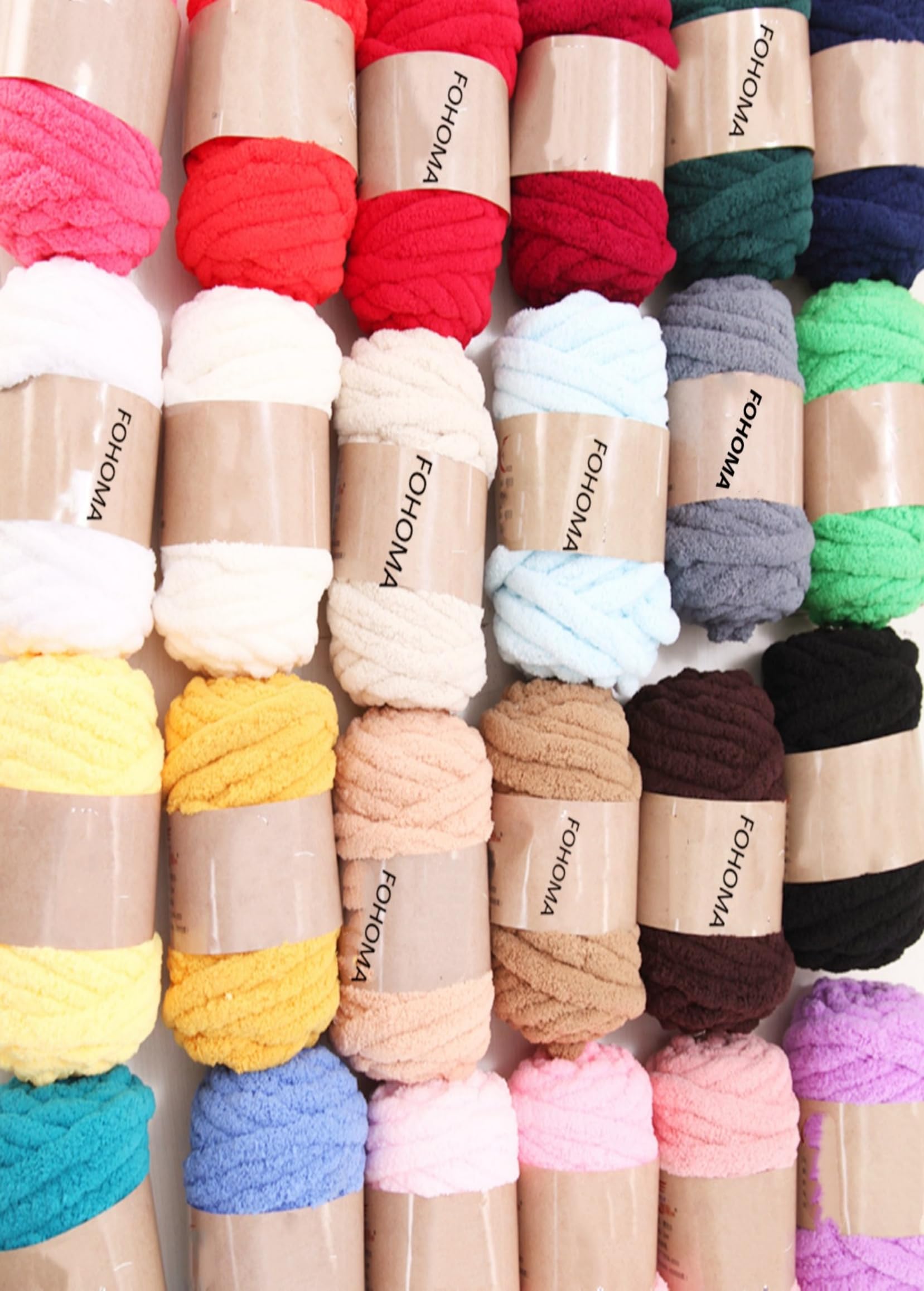Chunky Yarn Soft Chenille Yarn 3lb, Black 6 Pack Washable Arm Knitting Yarn Cozy Large Chunky Knit Yarn Jumbo Bulky Yarn 48oz