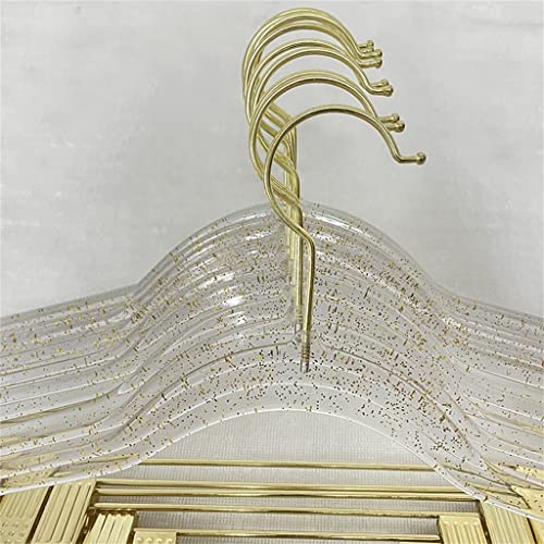 IULJH Transparent Hanger Gold Powder Crystal Suit Hanger Adjustable Trouser Rack Seamless Pants Clip