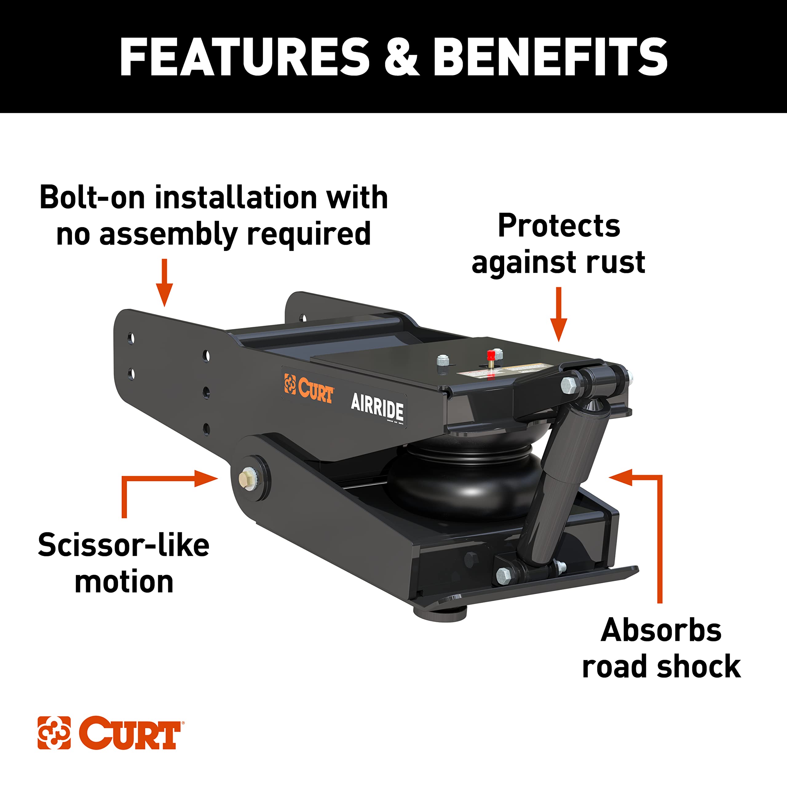 CURT Lippert Components 155943 M19 Air Ride Pin Box, 21K (Replaces LCI 1116 Pin Box), Black, Medium Jaw (21,000 lbs. Capacity)