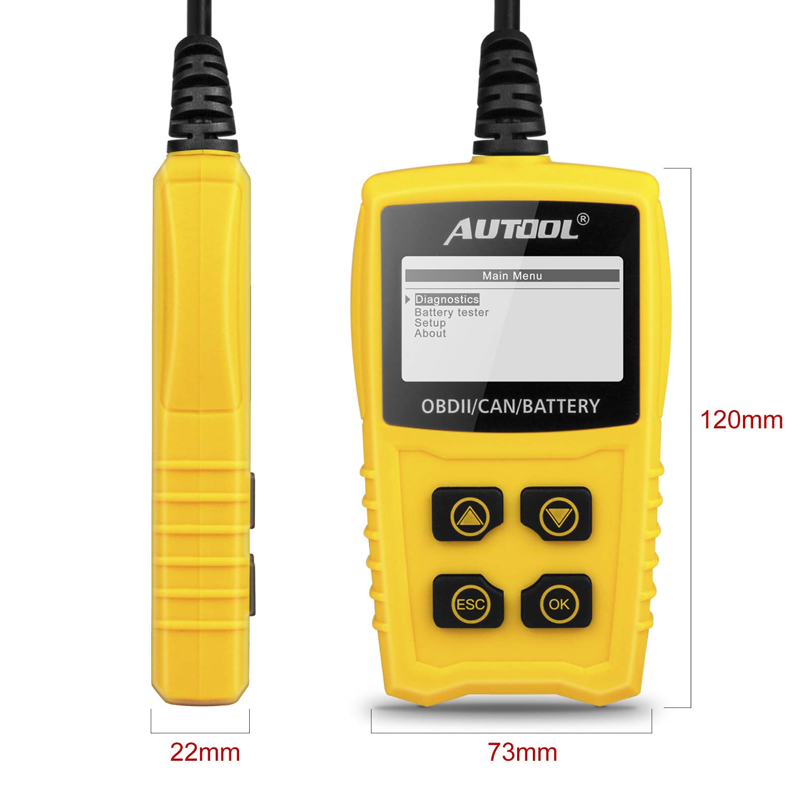 Car OBD2 Scanner Engine Clear Fault Code Reader OBDII Scanner ,Check State Emission Monitor Status Multi-Language Diagnostic Scan Tool for All 12V Vehicle