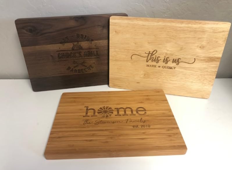 Engrave My Memories Cutting Board, Kitchen Chopping Boards, 14x10 Inch Natural Wood, Personalized Wooden Countertop Board, Center Design