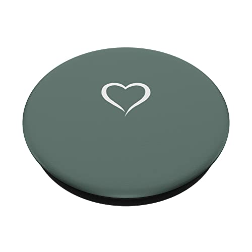 Sage Green Hand Drawn Heart Love Minimalist PopSockets Standard PopGrip