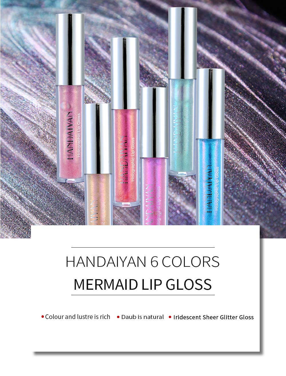 COOSA Glitter Liquid Lipsticks Set 6 color Diamond Shimmer Metallic Lipstick Waterproof Long Lasting Makeup Kit Face Eye Glow Shimmer Shinning Lip Gloss Set