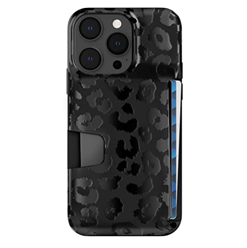 Velvet Caviar Compatible with iPhone 14 Pro Max Wallet Case for Women - Credit Card Holder Slot - Cute Slim & Protective Wallet Phone Cases [8ft. Drop Tested] - Funda para 14 Pro Max - Black Leopard