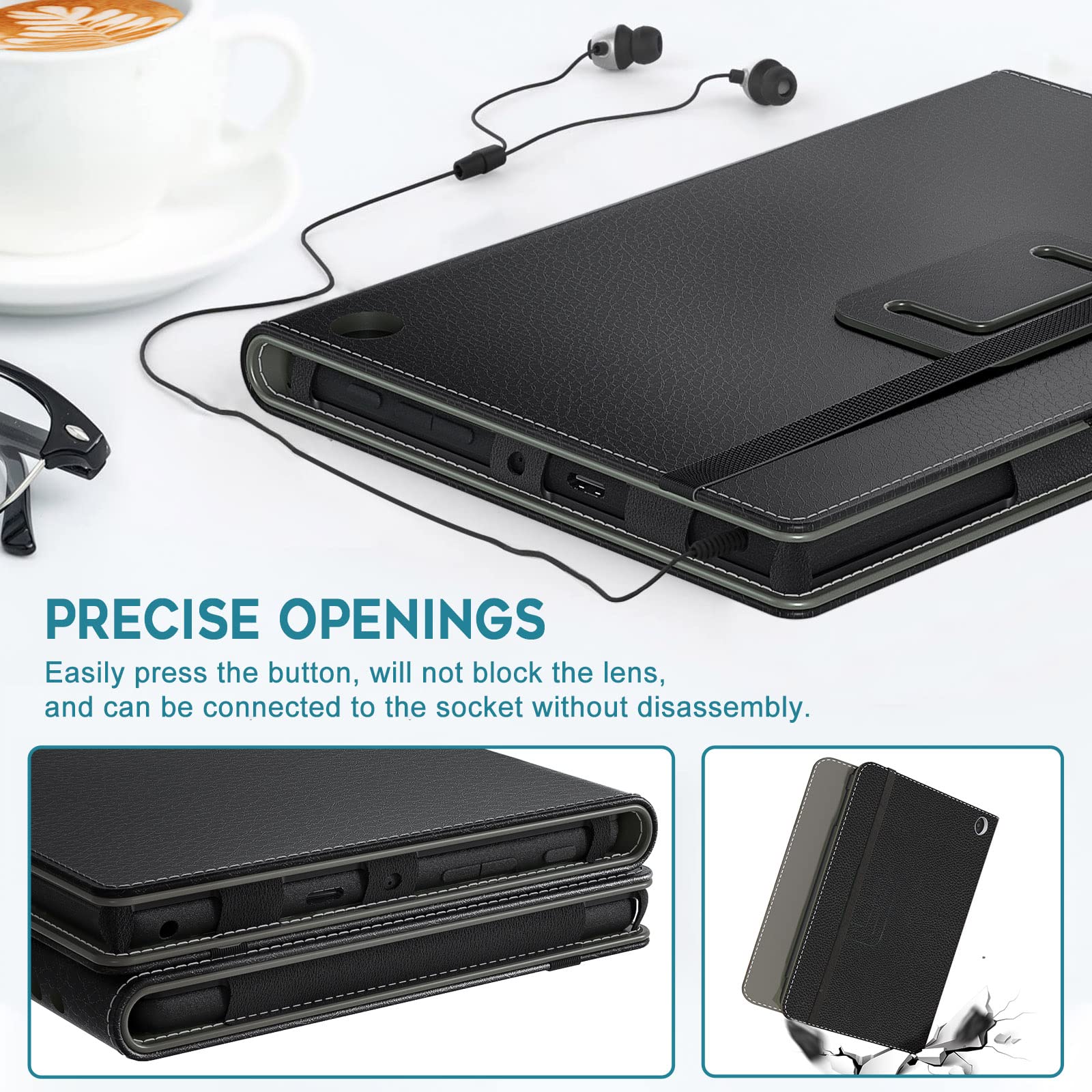 COOWPS Case for Amazon Kindle Fire HD 8 Tablet 8"(12th/10th Generation, 2022/2020 Release) & HD 8 Plus Tablet - Slim Folding Stand Cover with Auto Wake/Sleep and Hand Strap