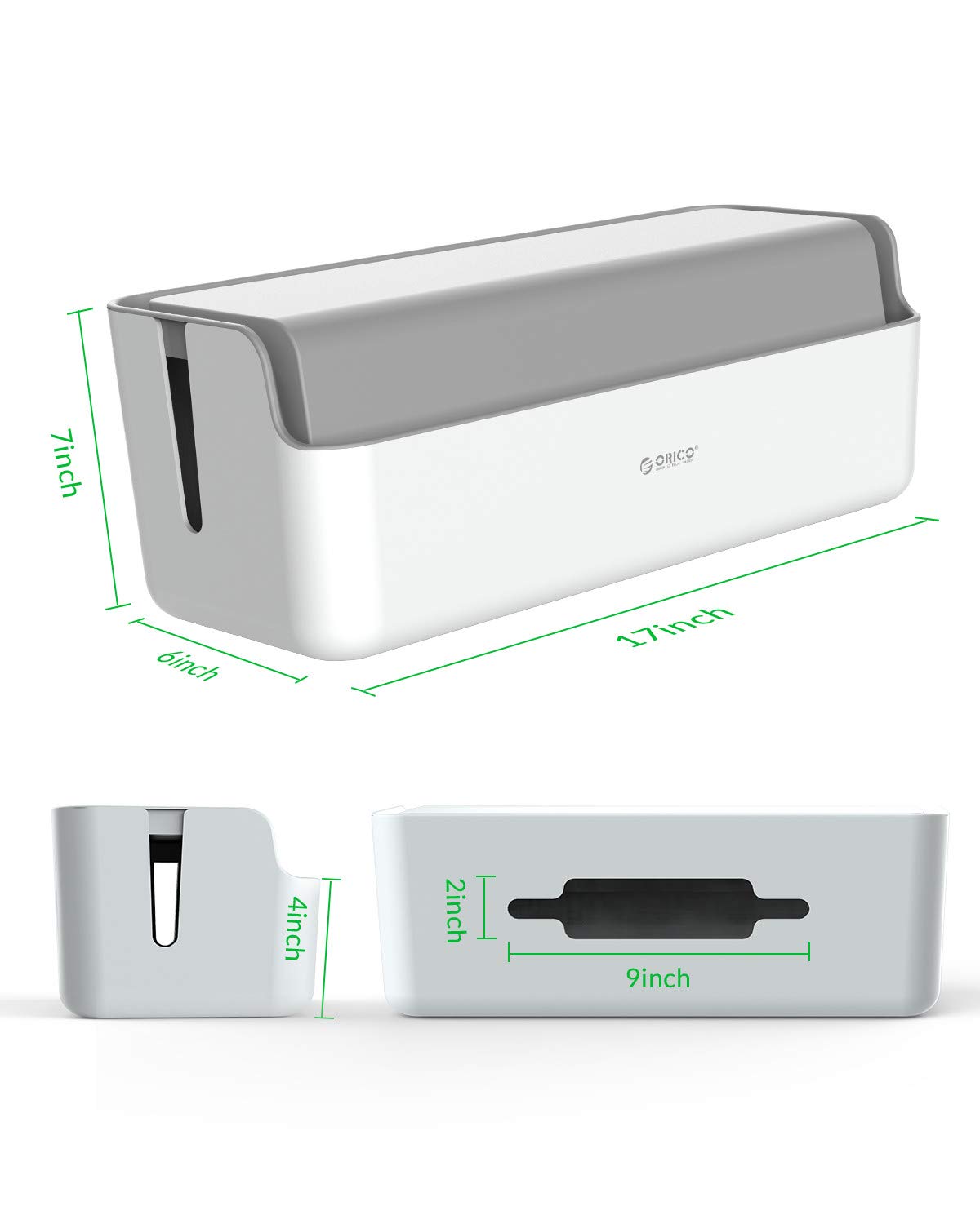 Cable Management Box, ORICO Power Strip Box with Tablets Holder(17 x 7 x 6 Inches), Extral Large Hide Cable Box for Home and Office-Grey