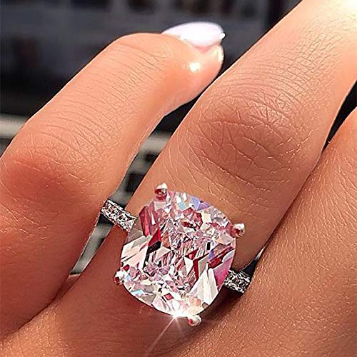 Classic Four Prong White Cubic Zirconia 4 Carat Square Diamond Silver 925 Wedding Engagement Ring (6)