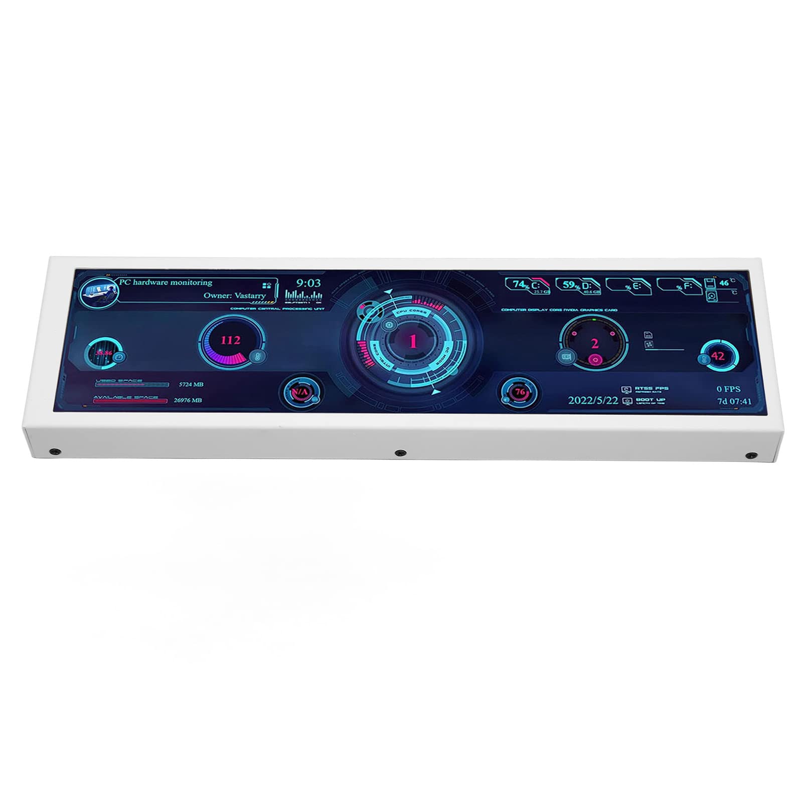 EBTOOLS 8.8in Computer Temp Monitor, 1920x480 60Hz IPS USB Mini Screen, PC Temperature Display, PC Sensor Panel Display, for Rasp Pi, for Linux, for Windows