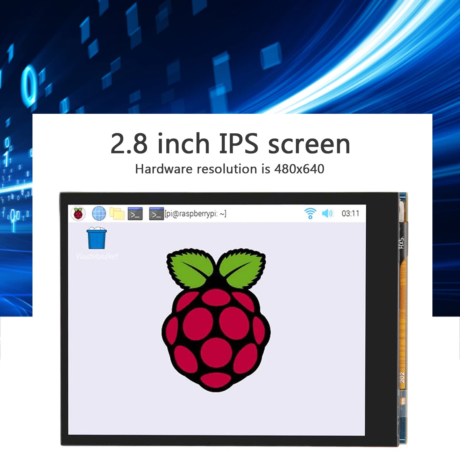 Fabul 2.8 Inch Touch Monitor IPS Capacitive Touch Screen Easy Installation 480x640 40 Pin GPIO Interface 2.8 Inch PC Desktop Touch Screen