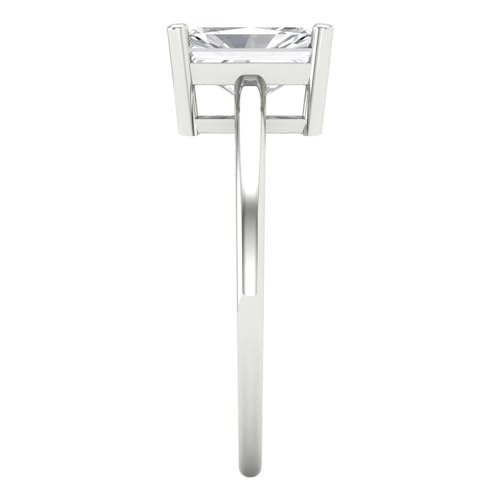 Clara Pucci 2.0 ct Emerald Cut Solitaire Moissanite Engagement Wedding Bridal Promise Anniversary Ring 18K White Gold Size 3.5
