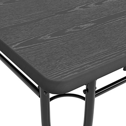 JVSCKO 5 Piece Dining Table Set for Dining Room, Kitchen Table and Faux Leather Chairs for 4, Metal Legs, Padded Seat, Black Home Furniture
