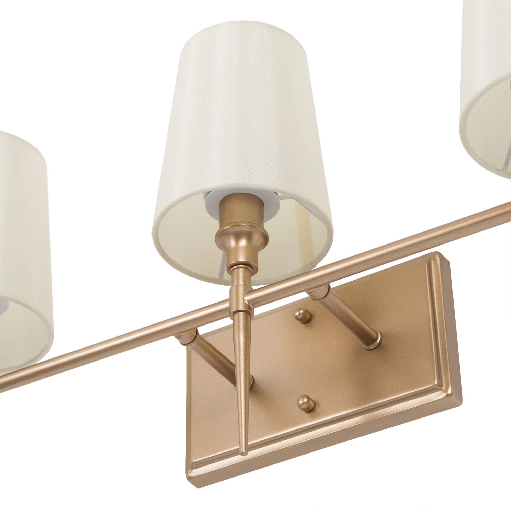 classy leaves Bathroom Light Fixtures, 3-Light Gold Vanity Lights, Modern Bathroom Vanity Light Fixtures with White Fabric Shade, 23’’ L x 6.5’’ W x 12’’ H