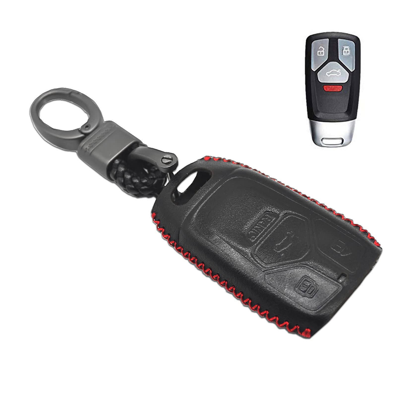 Compatible with Audi A4 allroad A5 A6 A7 A8 Q5 Q7 R8 RS7 S4 S5 S6 S7 S8 SQ5 TT TT Quattro RS5 Sportback TTS Smart Proxy Leather Case Protector Key Fob Cover Keyless Car Remote Holder